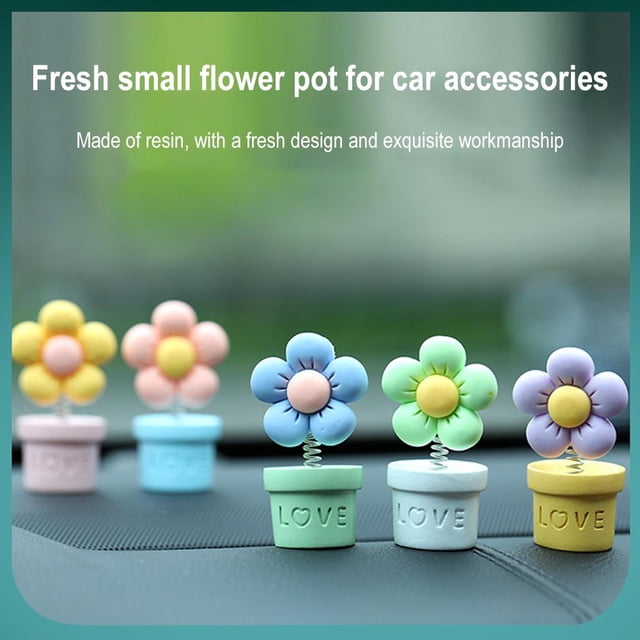Blarkrus Fresh Small Flower Pots With Traceless Glue New Car Ornaments ...