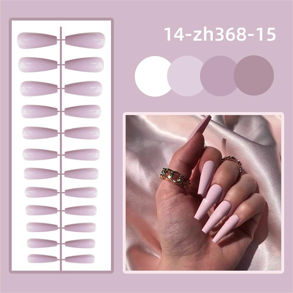Blarkrus Glossy Pr On Nails Long Square Fake Nails Elegant 24Pcs лн ...