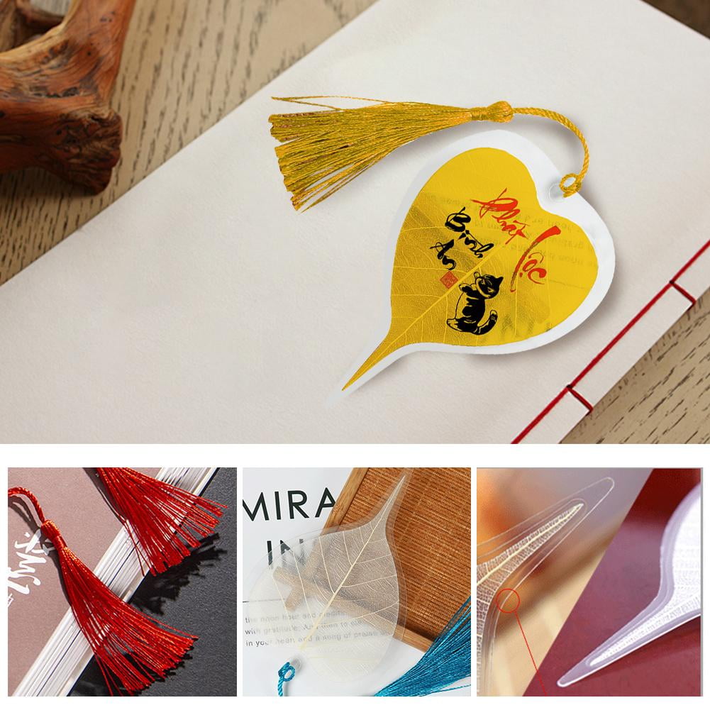 Blarkrus Handmade Chinese Style Leaf Vein Bookmark with Tassels Hollow ...