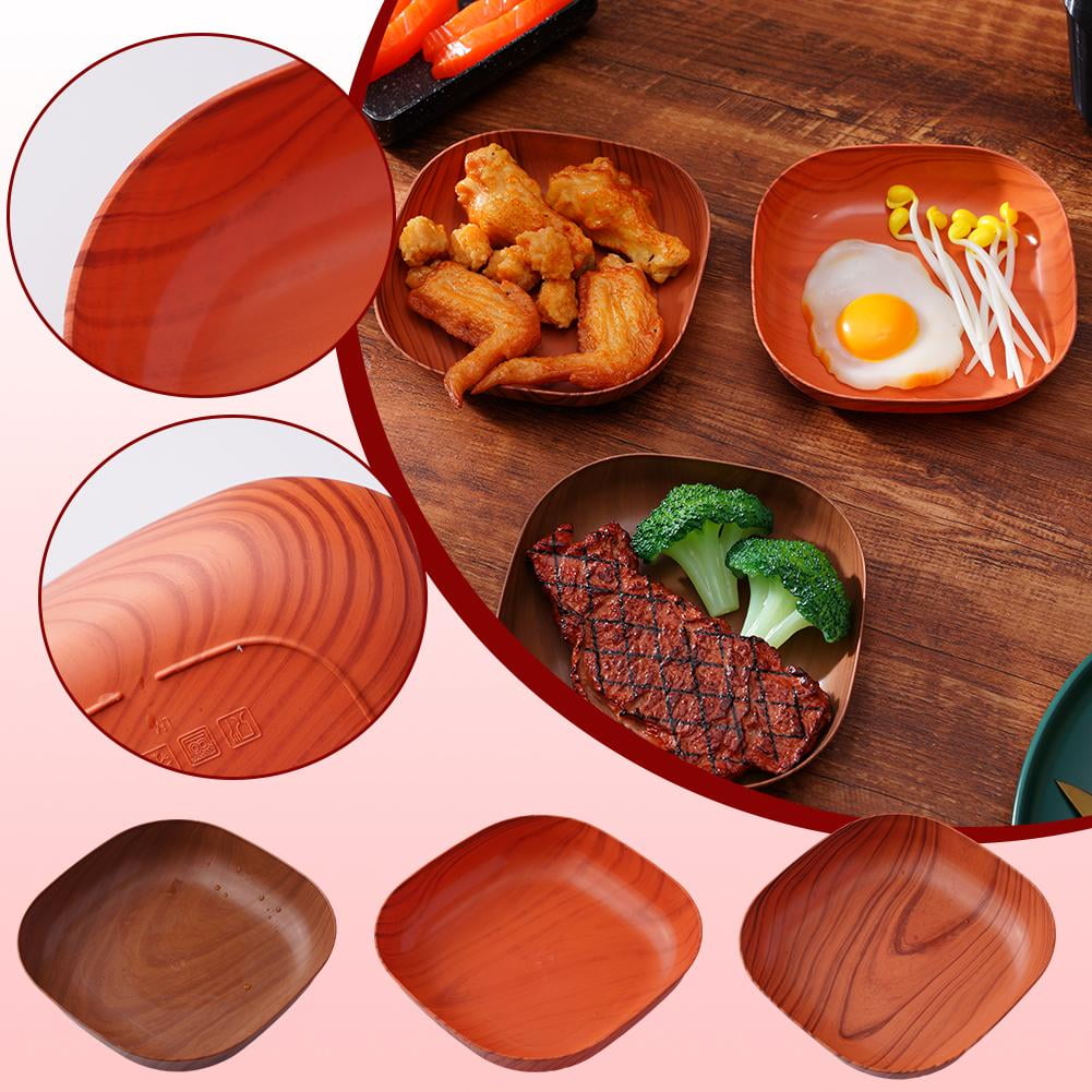 Blarkrus Kitchen Wood Grain Plastic Square Plate er Pot Pl Tray X7S3 ...