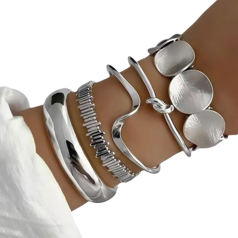 Blarkrus Metal Bangle Bracelet Set, Open Design with Knot and Geometric ...
