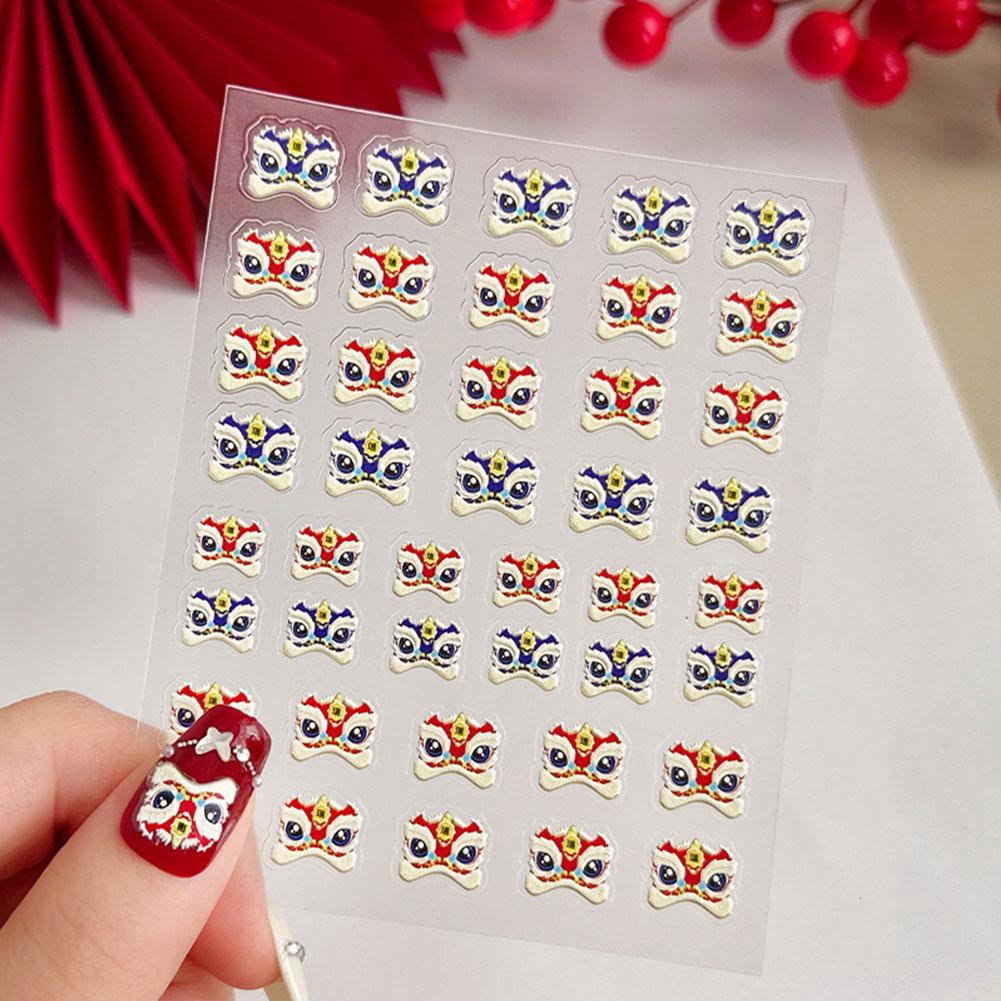 Blarkrus New Year Cartoon Nail Stiers Dragon Lion Ba Adhesive Stiers ...
