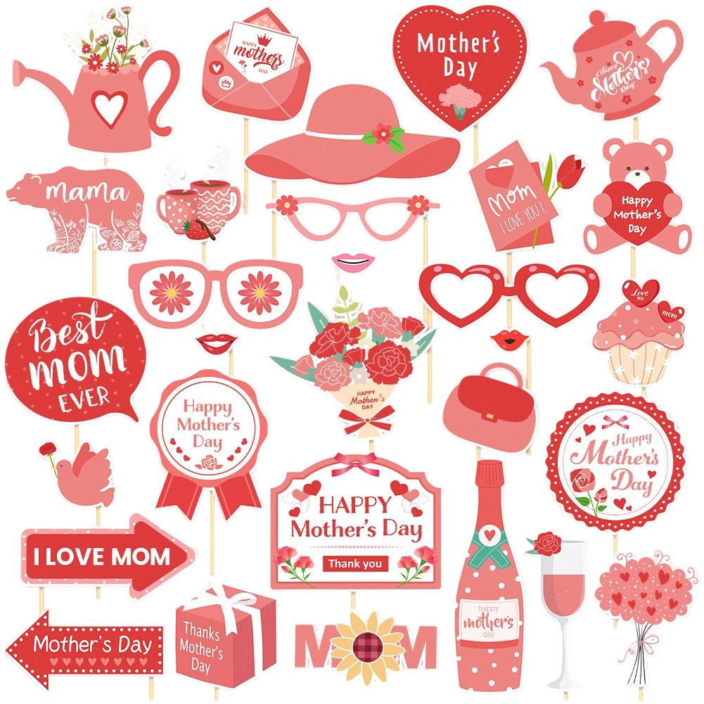 Blarkrus Paper Photo Booth Props, Mother's Day Decoration with Photo ...