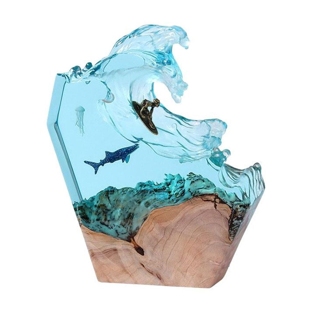 Blarkrus Resin LED Ocean Surfing Wooden Epoxy Resin Table La - Walmart.com