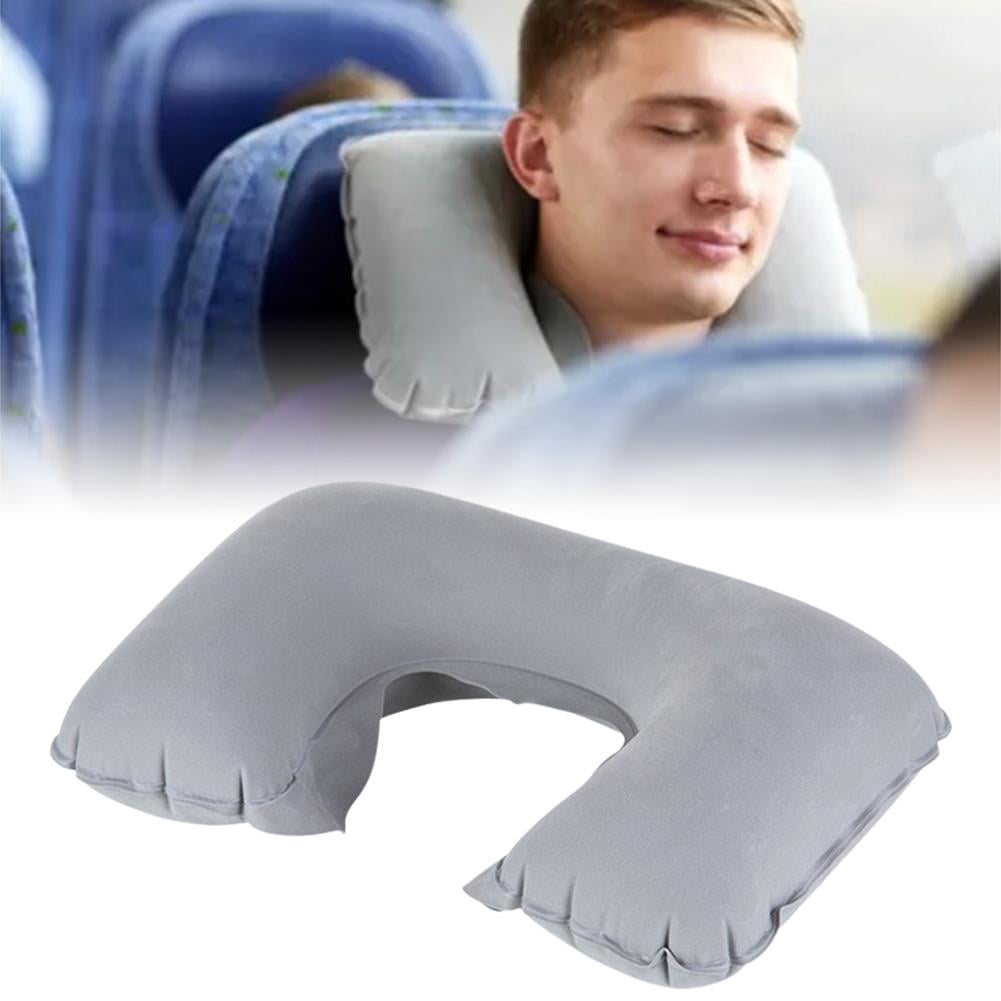 Blarkrus Royal Blue Inflatable Flocking U-Shaped Pillow Outdoor Travel ...