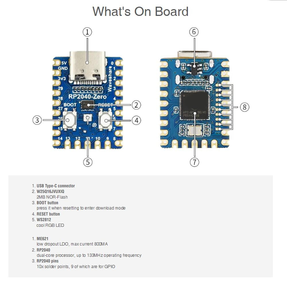 Blarkrus Rp2040-Zero For Raspberry Pi Rp2040-Zero Microcontroller Pico ...