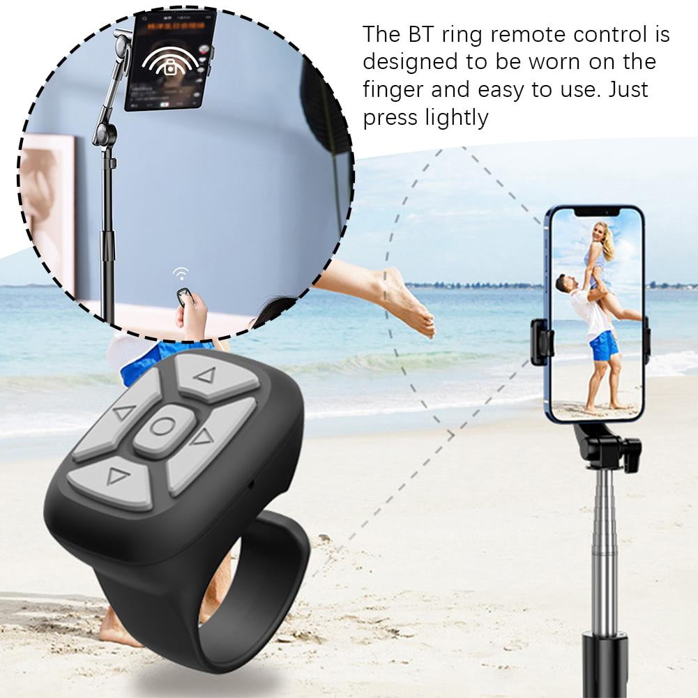 Blarkrus S18 Black Ring Remote Control With Bin Remote Control Bluetooth Controller Page Turner ...