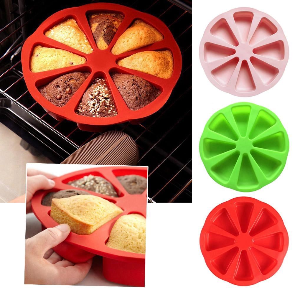 Blarkrus Silicone 8 Triangle Cavity Portion Cake Mold Slice Pizza Pan ...