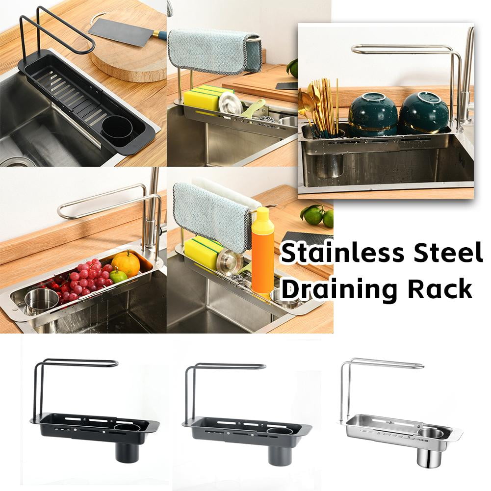 Blarkrus Stainl Stl Draining Ra, Expandable Sponge Holder for Kitchen ...