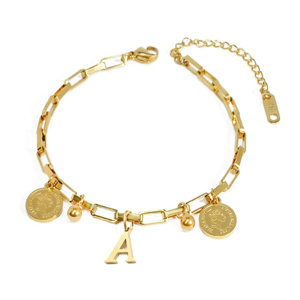 Blarkrus Titanium Steel Bracelet Letters A-Z For Birthday Gifts Women's ...