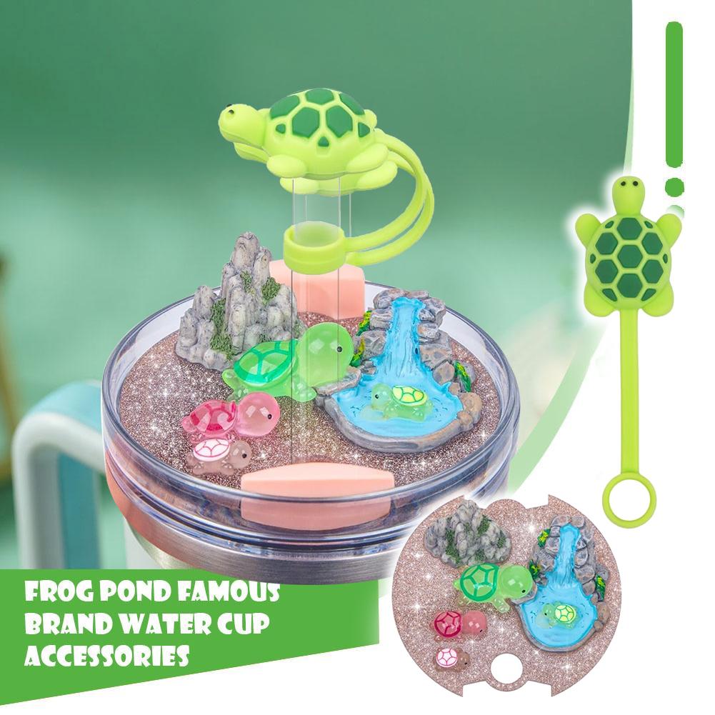 Blarkrus Turtle Straw Lid Cup Cover Turtle Pond Style with The of ...