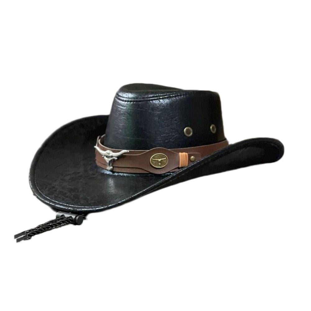 Blarkrus Vintage Western Cowboy Hat Ox Head Belt Rivet Fe Hats for Men ...