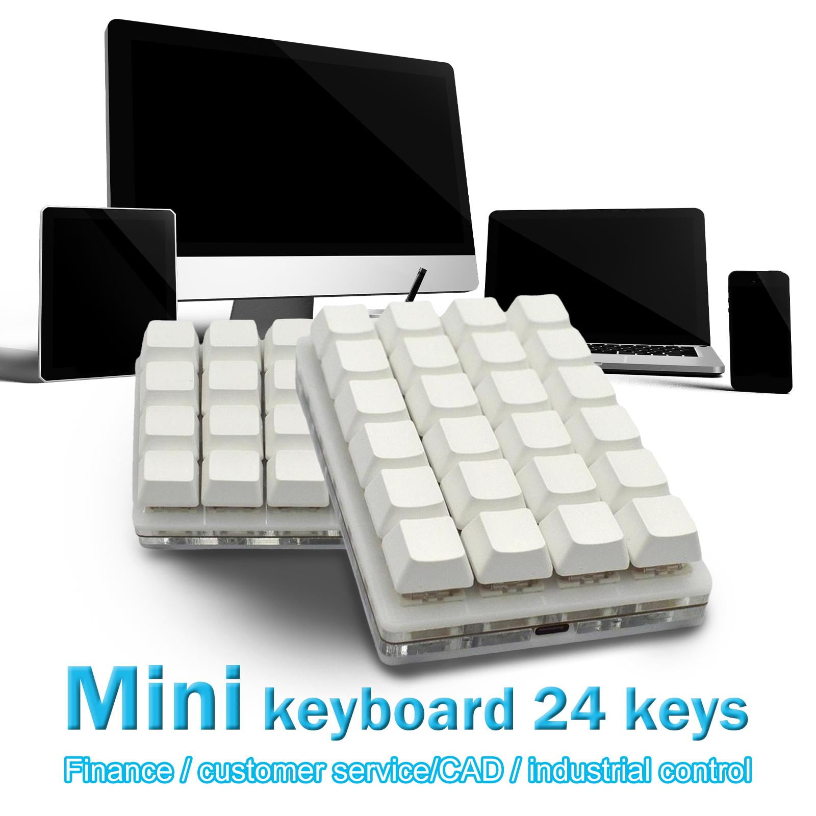 Blarkrus White Red Axis 24-Key Small Keyboard Mechanical Keyboard Custom Shortcut Keys ...