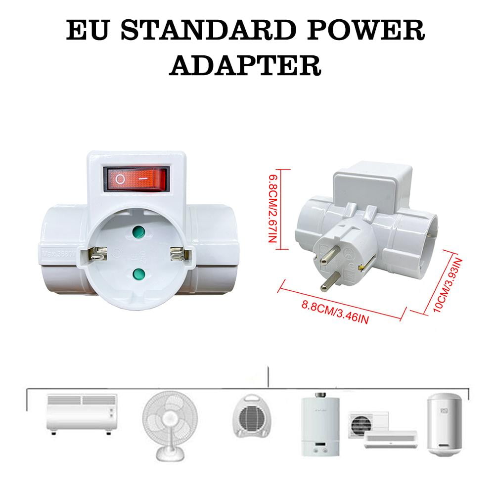 Blarkrus White With Switch European German Power Conversion Socket ...