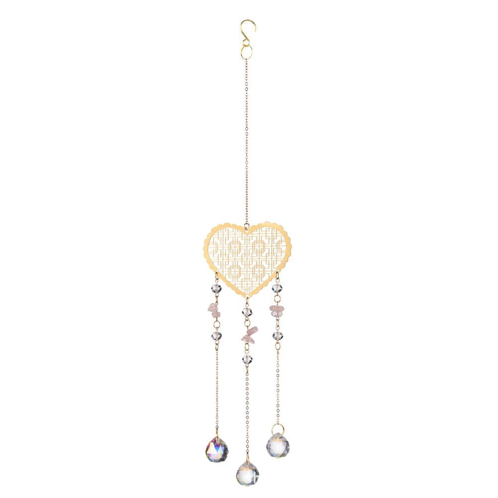 Blarkrus Wind Chime Sun Catcher, Natural Rose Quartz Crystal Pendant ...