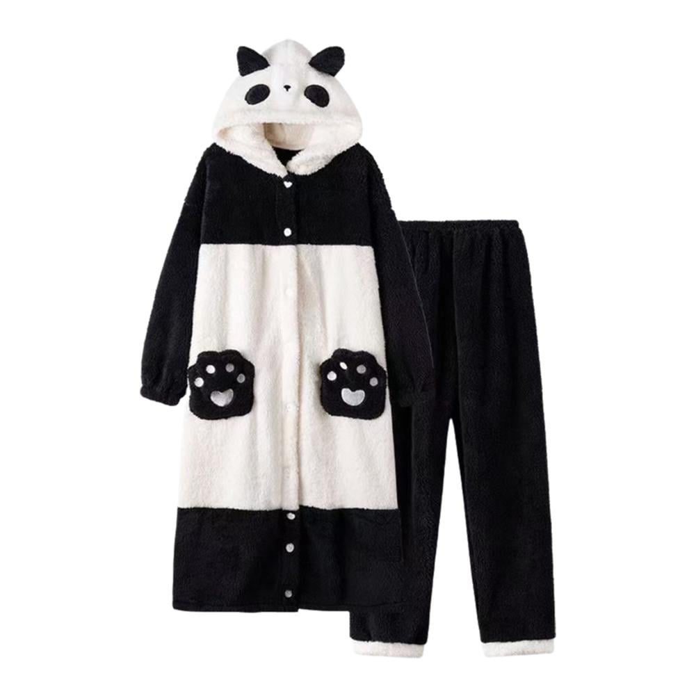 Blarkrus Women's Pajamas Panda Warm Soft Robes Nightgown Kawaii Animal ...