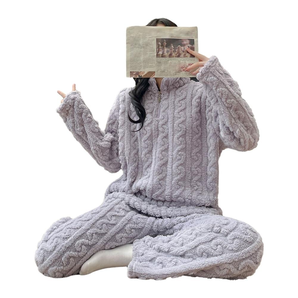 Blarkrus Womens Winter Fluffy Pajama Set Plush Cozy Long S - Walmart.com