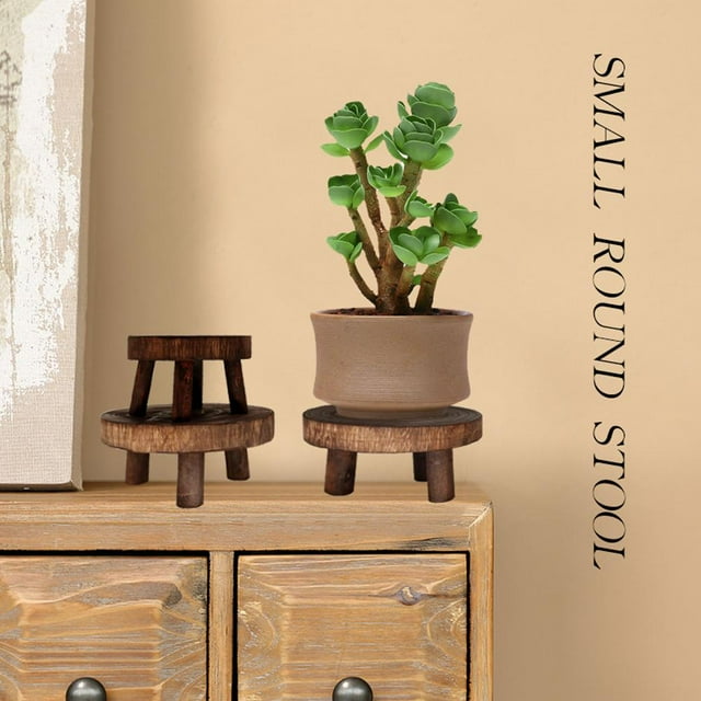 Blarkrus Wood Plant Stand, Plant Riser Stands, Mini Round Low Short ...