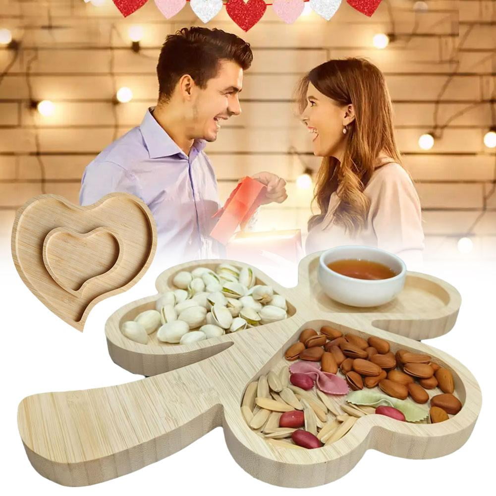 Blarkrus Wooden Heart Tray,Heart Shaped Wood Serving Platter,Heart ...