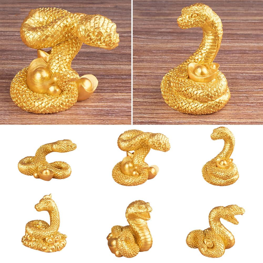 Blarkrus fvituve 2025 Feng Shui Golden Snake Statue, Chinese Snake ...
