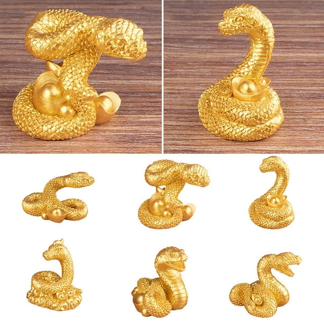 Blarkrus fvituve 2025 Feng Shui Golden Snake Statue, Chinese Snake ...