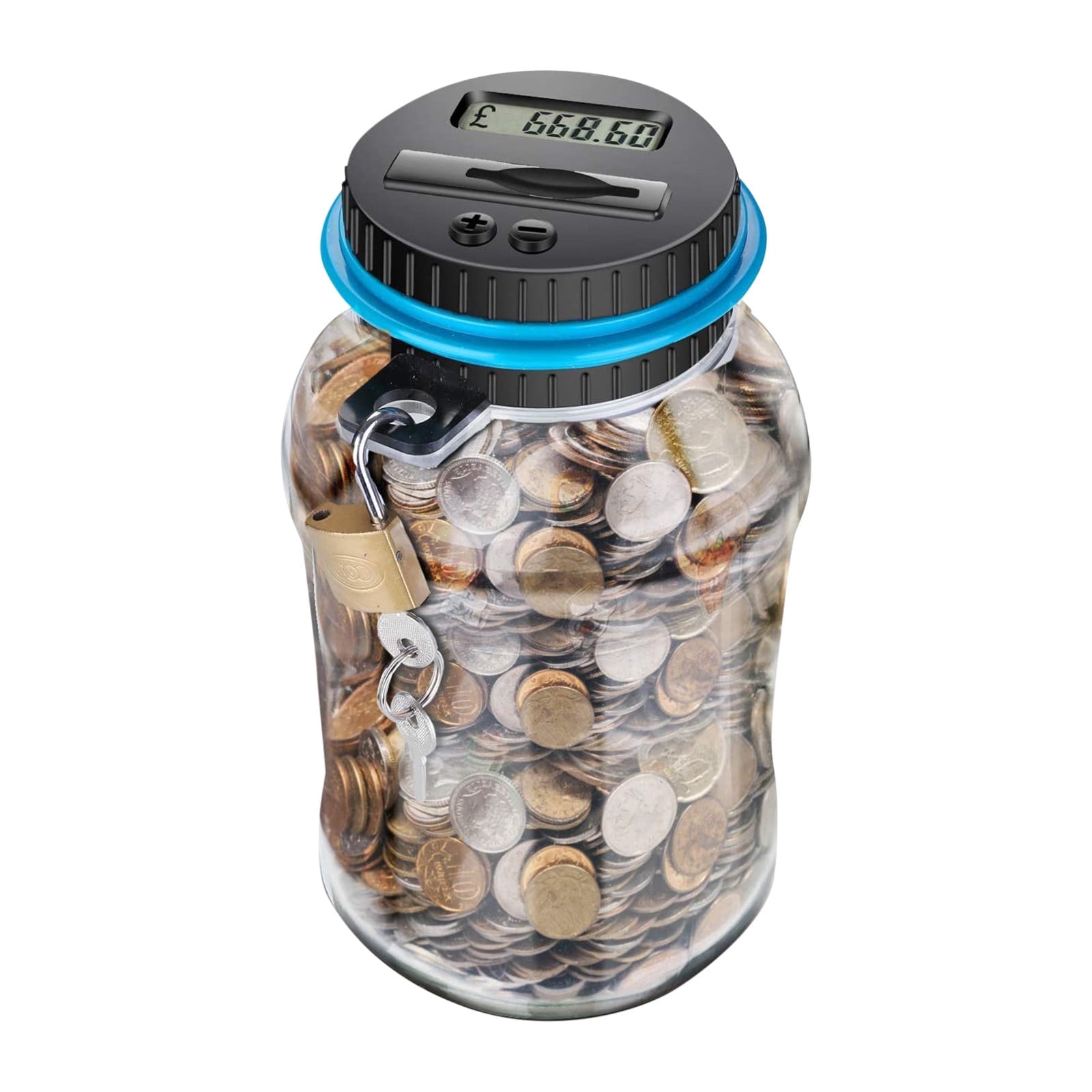 Blasgw Clear Digital Bank Coin Savings Counter LCD Counting Money Jar ...