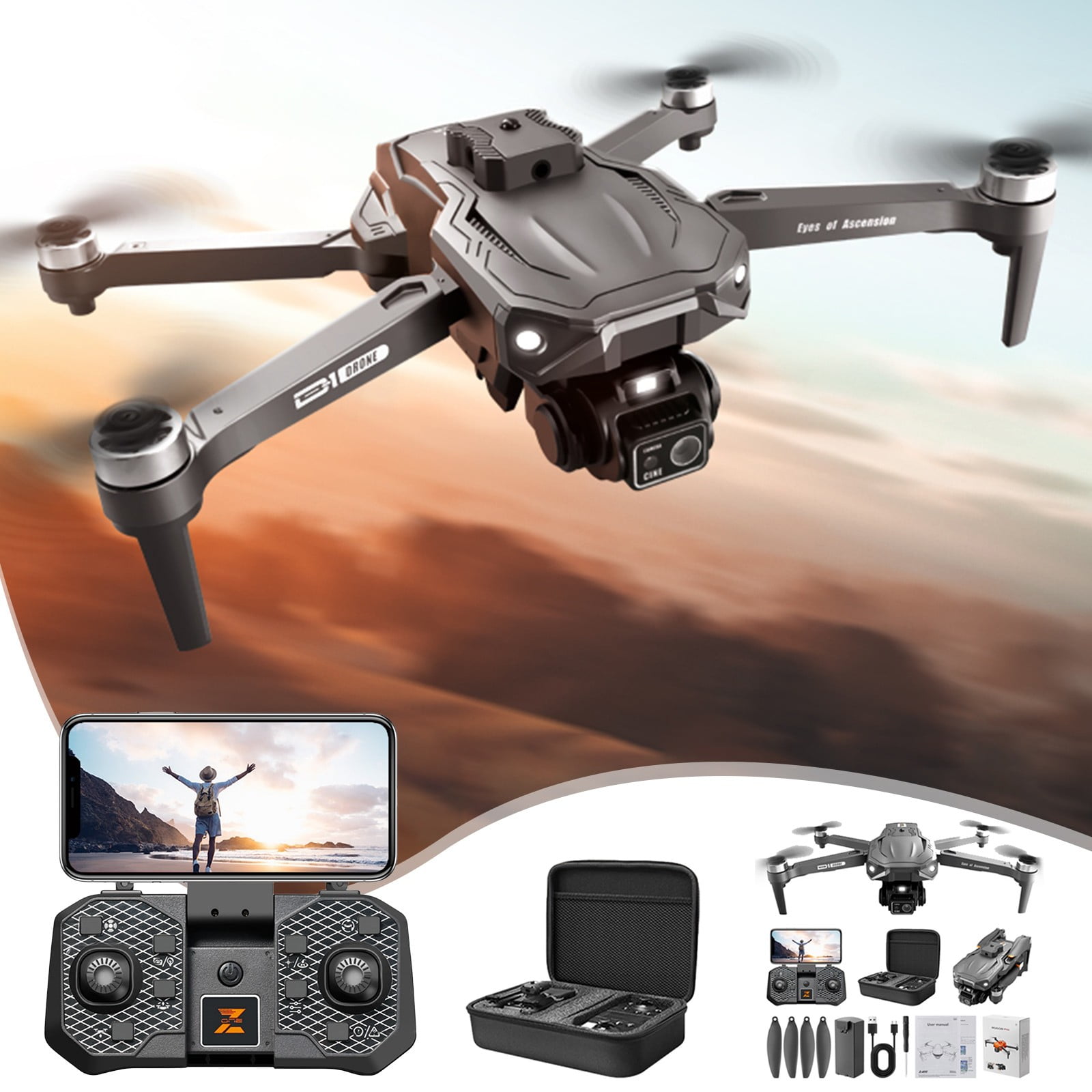 Blasgw FPV Drone With ESC Camera Brushless Motor Drones 2.4G RC Quadcopter With LED Light Flash ...