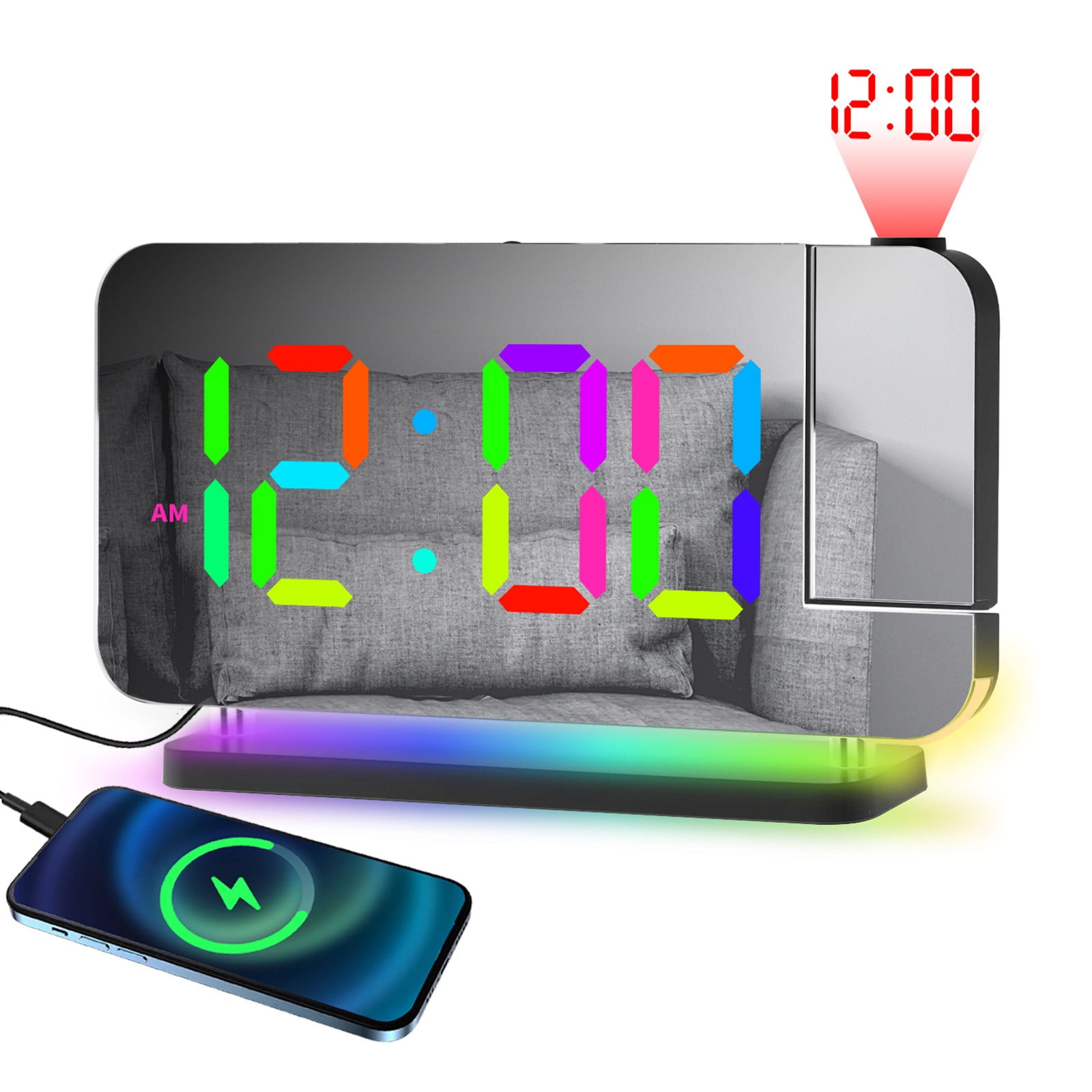 Blasgw RGB Dazzling LED Electronic Clock, Color Changing Night Light ...
