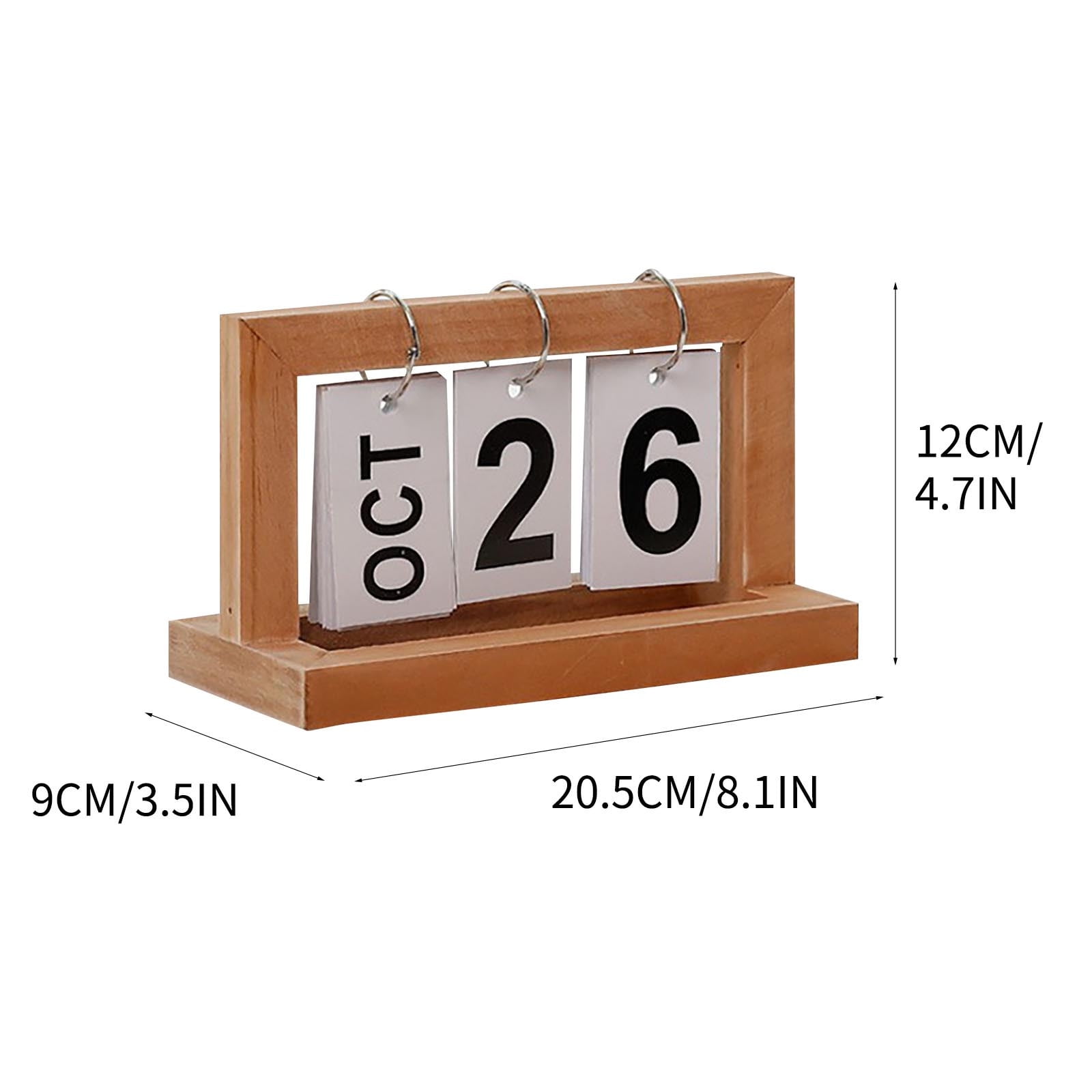 Blasgw Teak Wood Calendar,Wooden Page Flipping Calendar Desk ...