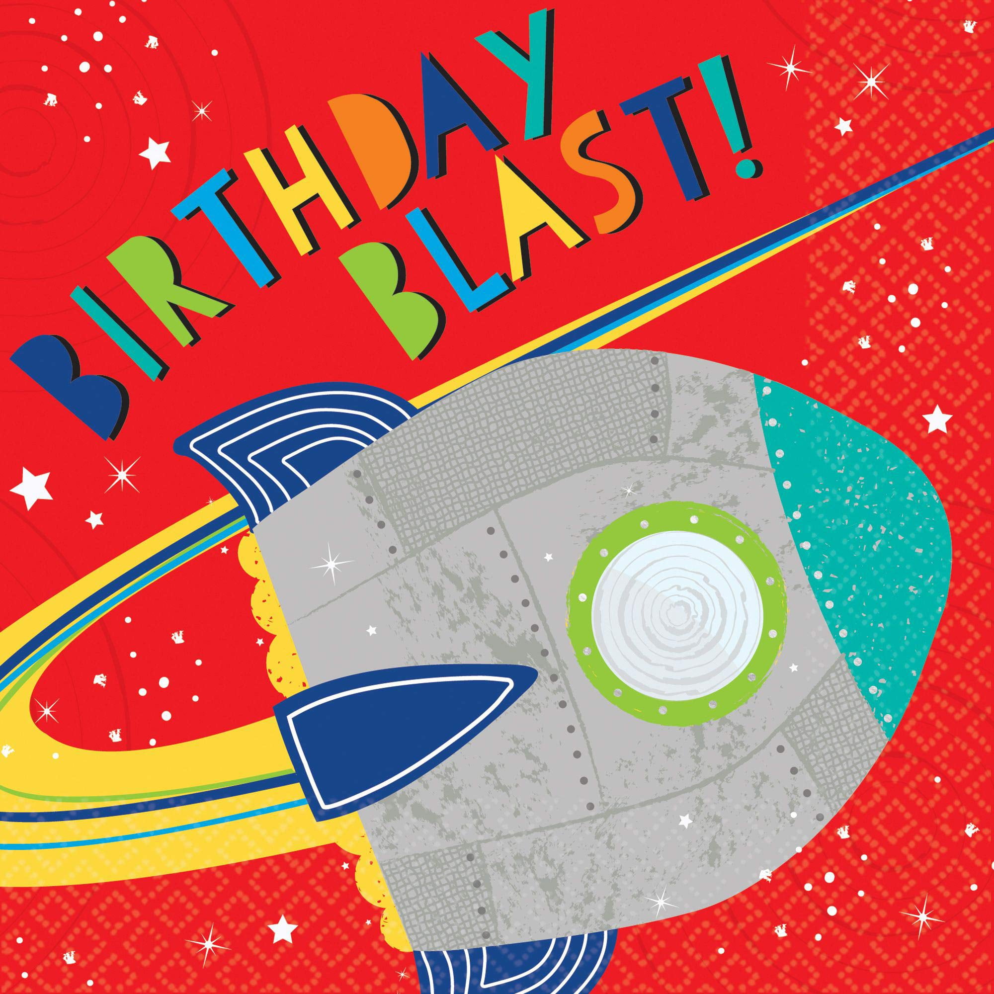 Blast Off Outer Space Rocket Kids Birthday Party Paper Luncheon Napkins ...