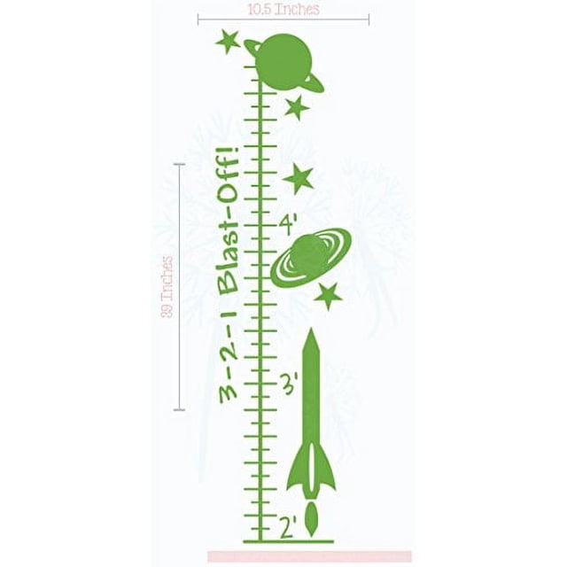 Blast Off Rocket Growth Chart Vinyl Decals Boys Wall Decor Sticker Art ...