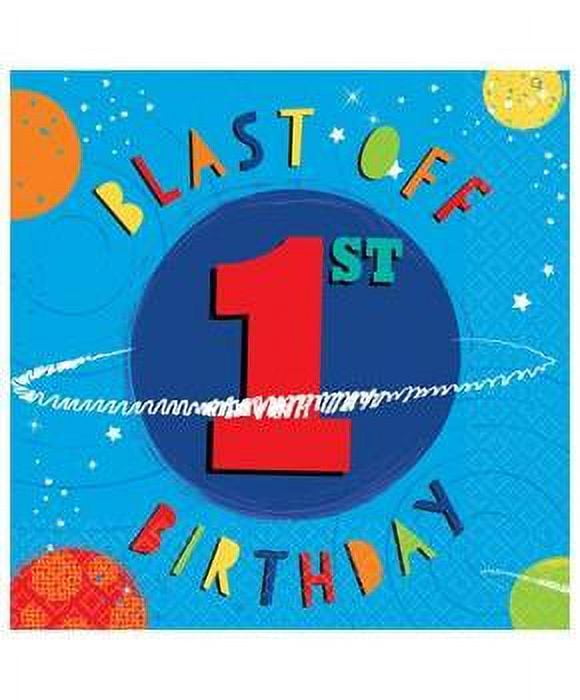 Blast Off Space Rocket Solar System Planets 1st Birthday Party Luncheon ...