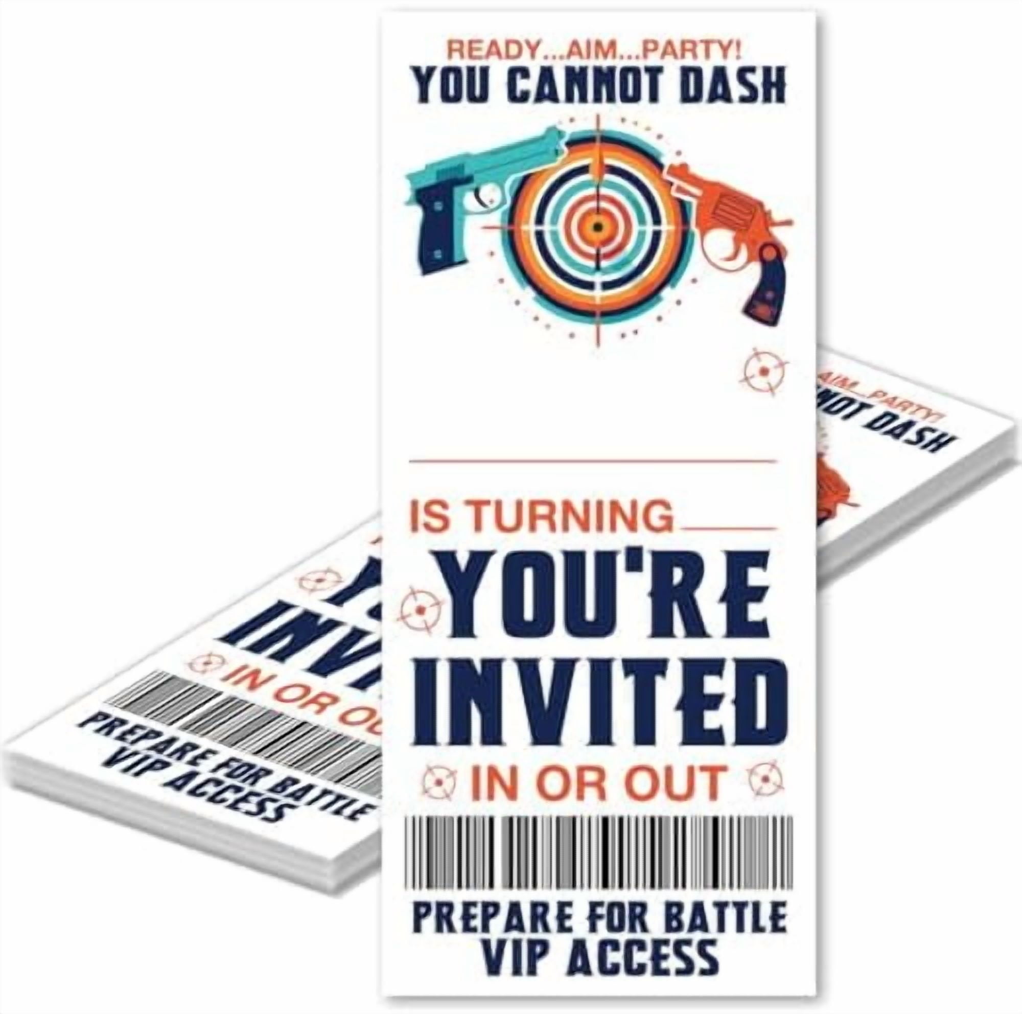 Blaster Party Invitations 20 Pack Shooting Game Ticket Invitations with ...