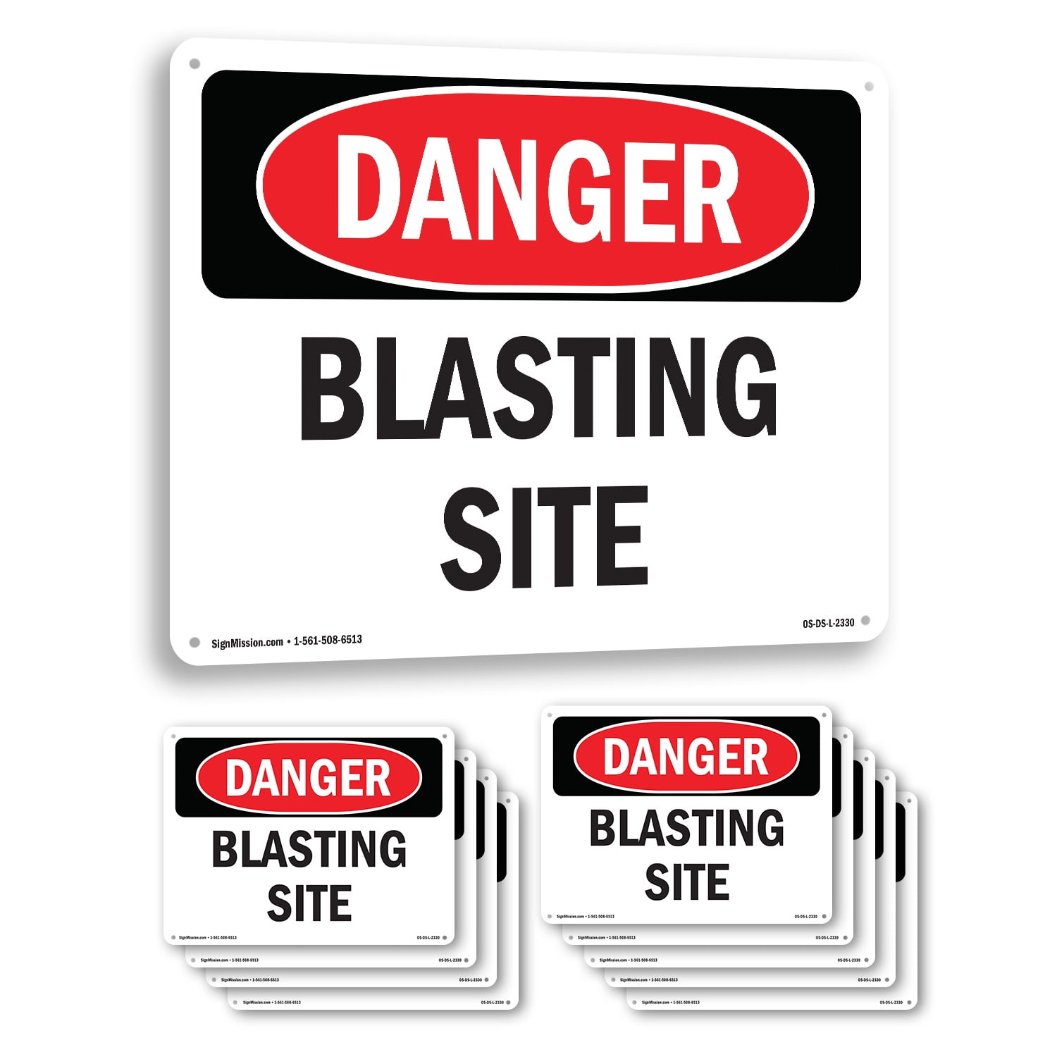Blasting Site OSHA Danger Rigid Plastic Sign 10 Inch x 7 Inch - 10 Pack ...