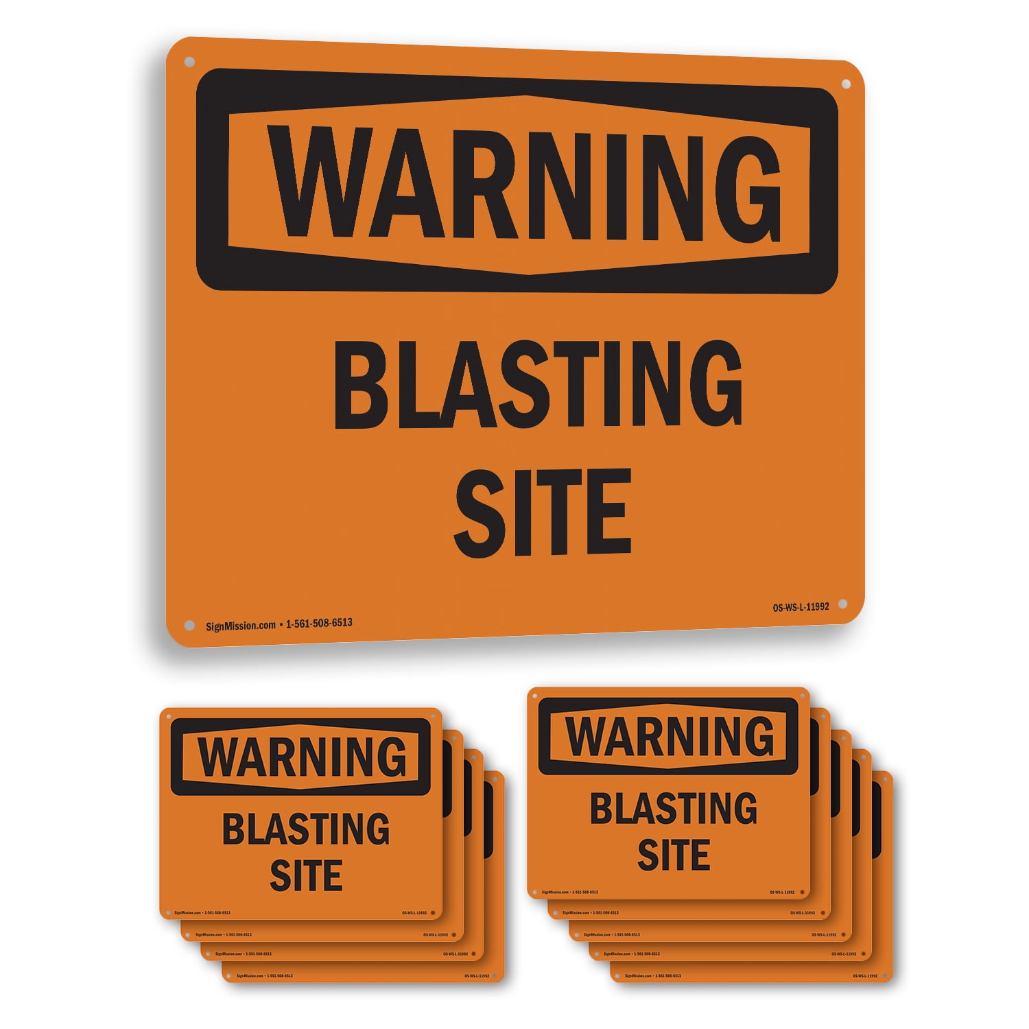 Blasting Site OSHA WARNING Rigid Plastic Sign 10 Inch x 7 Inch - 10 ...