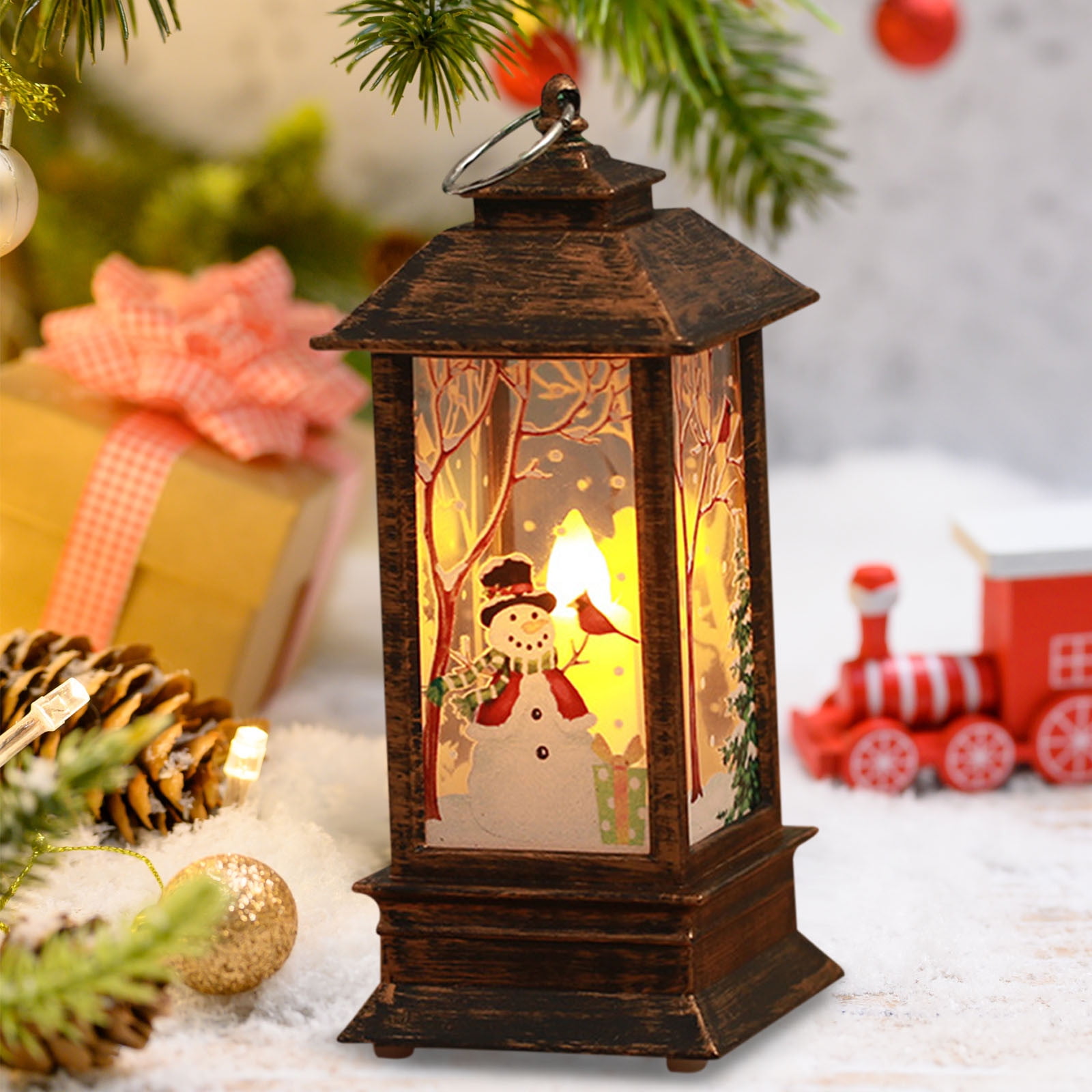 Blateno Christmas Mini Lantern Snowman Lanterns Decorative with ...
