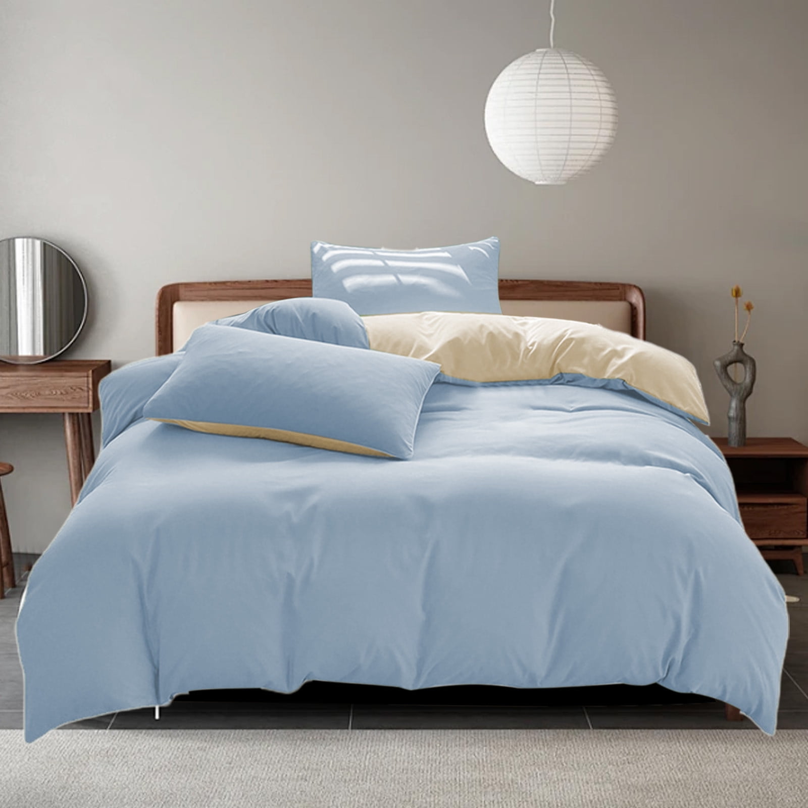 Blateno Queen Comforter Set - 4 Pieces Bed in a Bag Set Solid Color ...