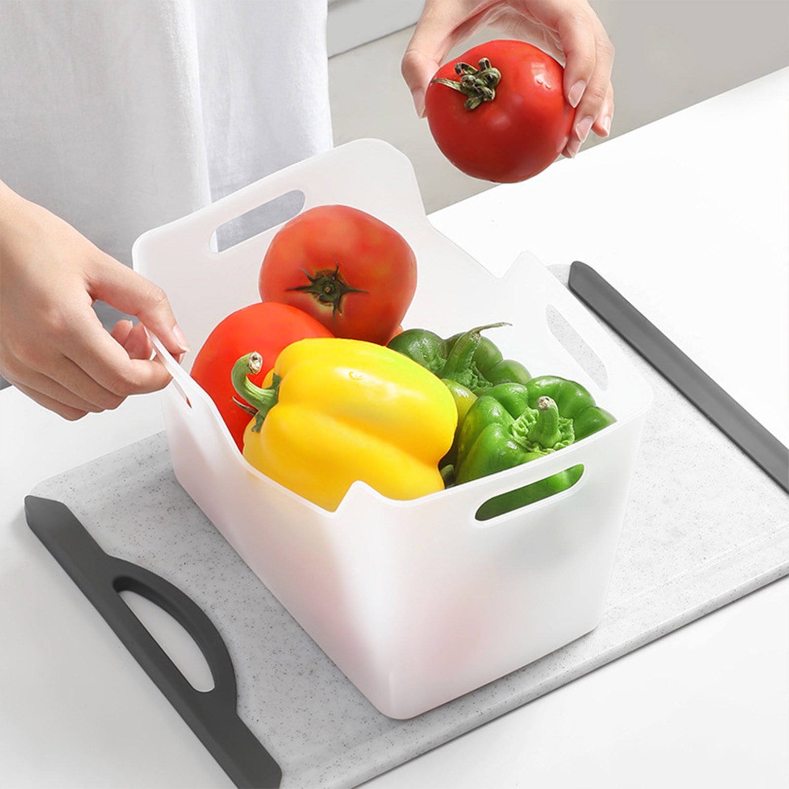 Blateno White Plastic Storage Bins, Pantry Organizer Bin with Handles ...