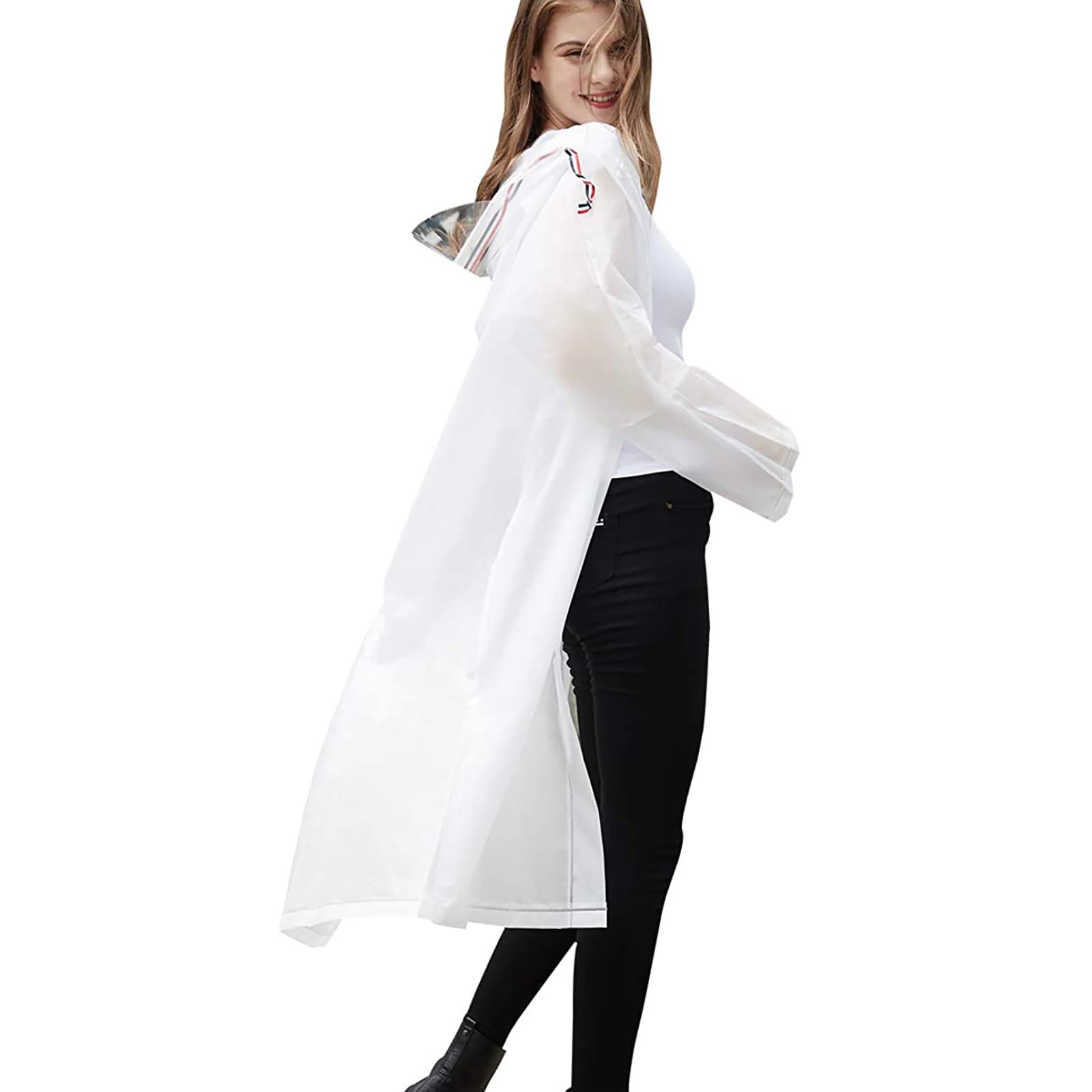 Blateno Women Long Raincoat with Hooded, Waterproof Full Length Rain ...