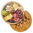 BlauKe® Bamboo Cheese Board & Knife Set – 12 inch Round Charcuterie ...