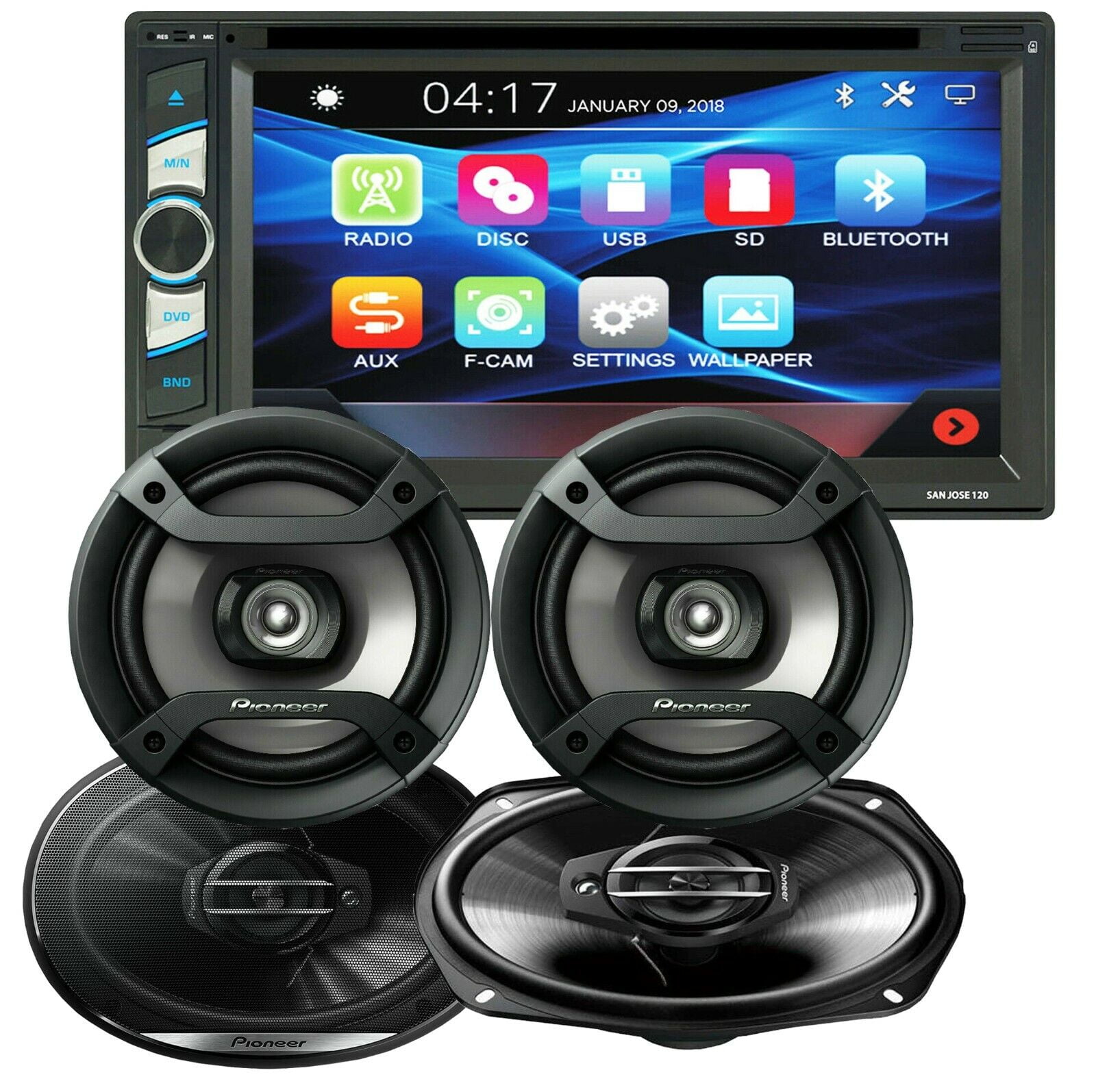 Blaupunkt SAN JOSE 120 6.2" 2-DIN Receiver + 2x Pioneer 6.5" & 2x 6x9 ...