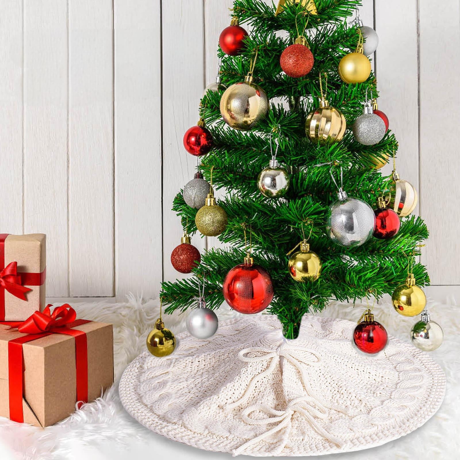 Blaxil Christmas Knitted Tree Skirt, Cozy Knitted Ambiance Apron ...