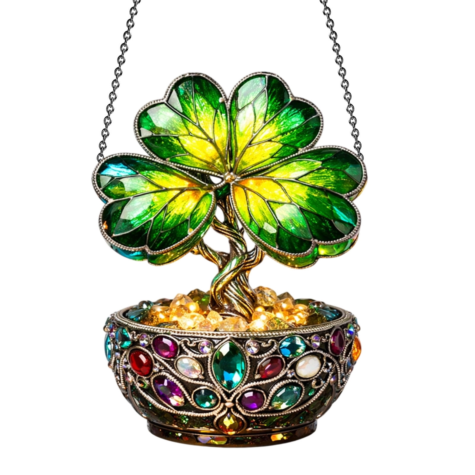 Blaxill 2D Acrylic Four-Leaf Clover Pendant Window Decoration | Round ...