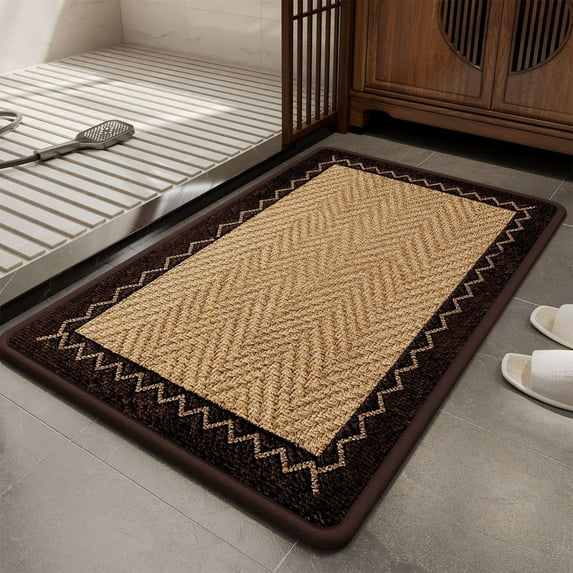 Blaxill Absorbent Linen Bathroom Rug | Non Slip Entrance Mat ...