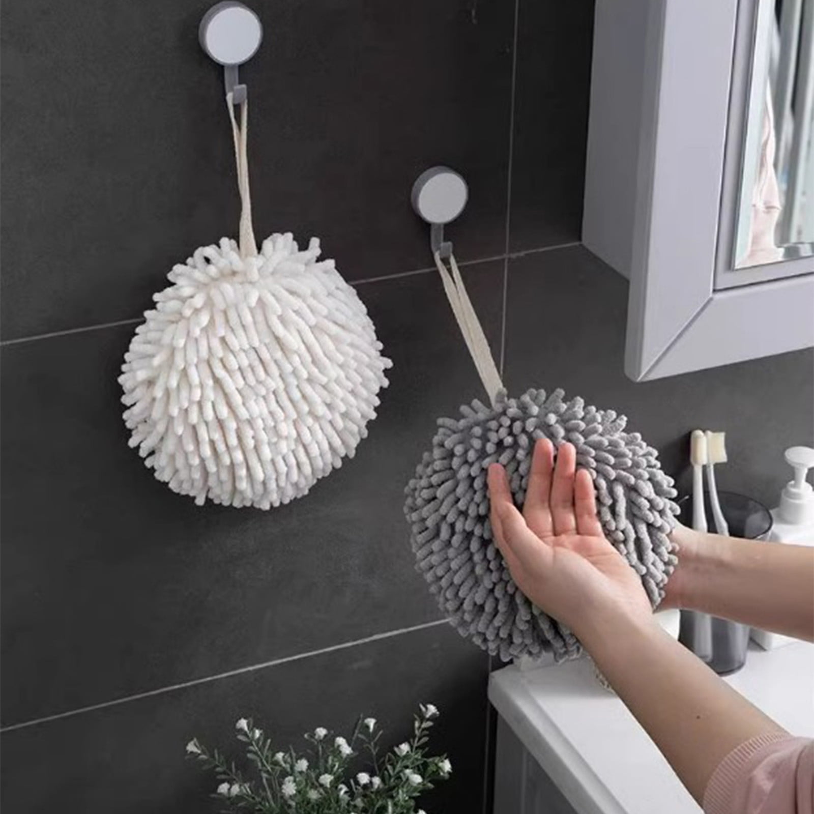 Blaxill Absorbent Microfiber Hand Drying Ball | White & Gray | Quick ...
