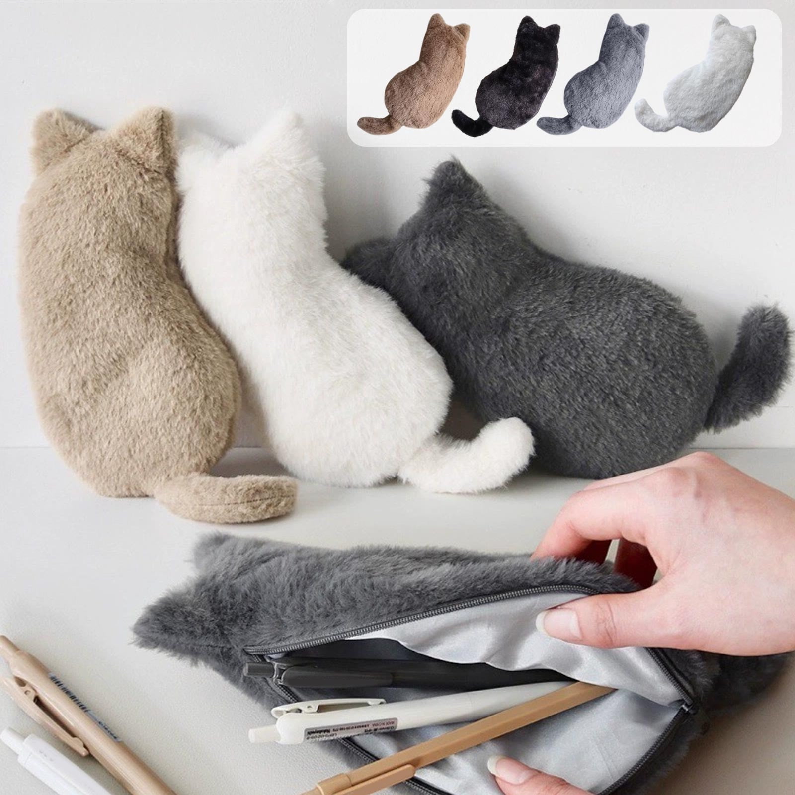 Blaxill Cat Coin Purse Wallet with Zipper | Plush Pencil Case ...