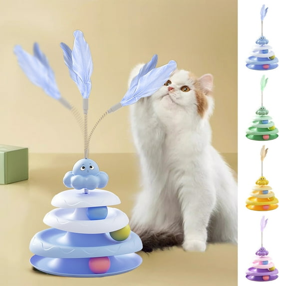 Blaxill Cat Toy Interactive Spinner Track | Three-Layer Rotating ...