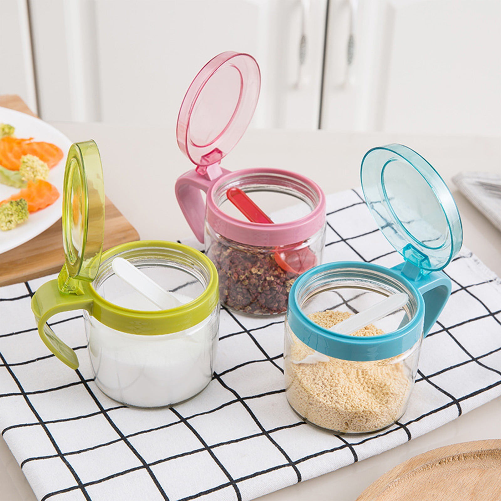 Blaxill Glass Mixing Jar Seasoning Bottle Thick Glass Condiment Jar ...