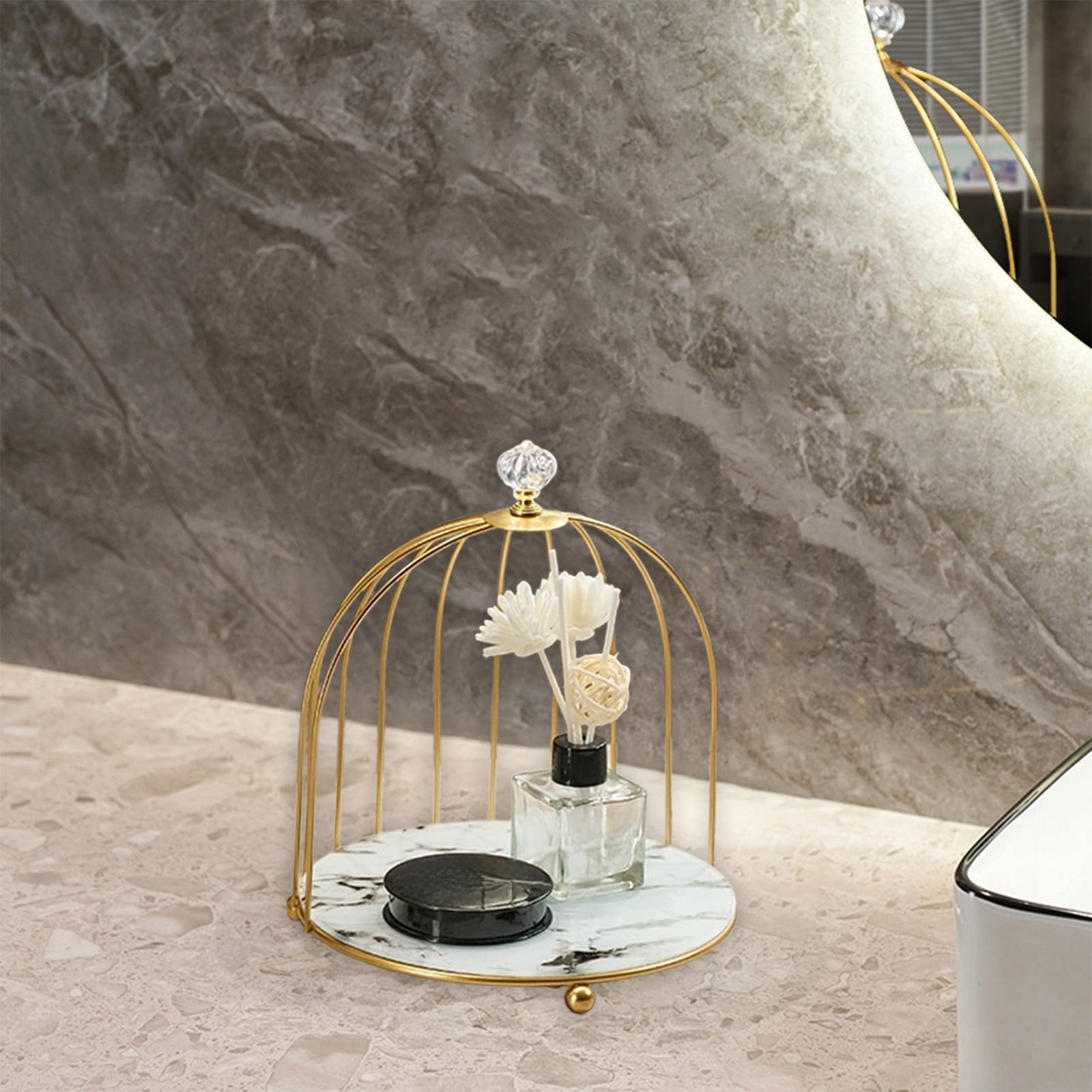 Blaxill Iron Cosmetic Organizer Shelf | Cage Design with Stone Pattern ...