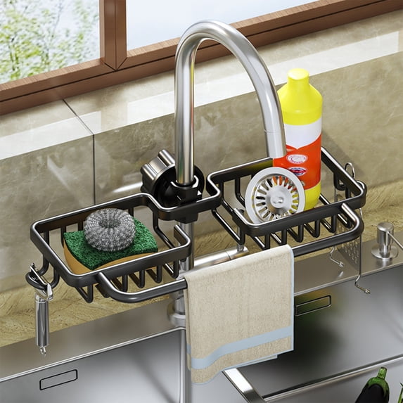 Blaxill Kitchen Sink Faucet Rack Organizer | Black Iron | Draining ...